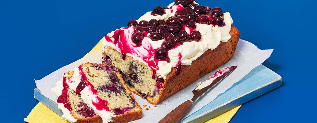 Blueberry & coconut loaf cake