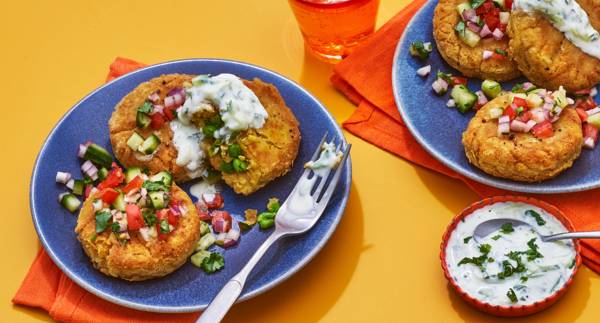 Spicy pea potato cakes