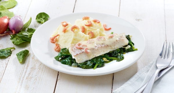 Filet de sébaste, épinards frais et purée