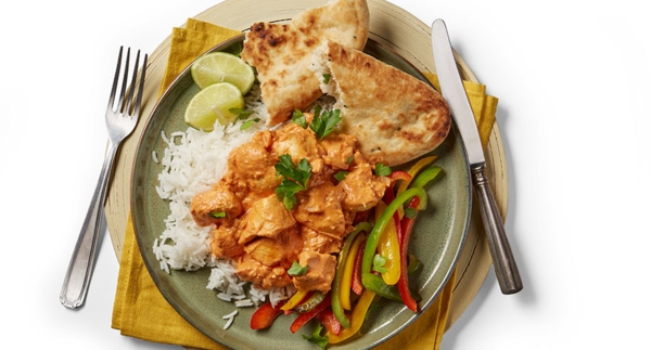 Kip tandoori met rijst en naanbrood