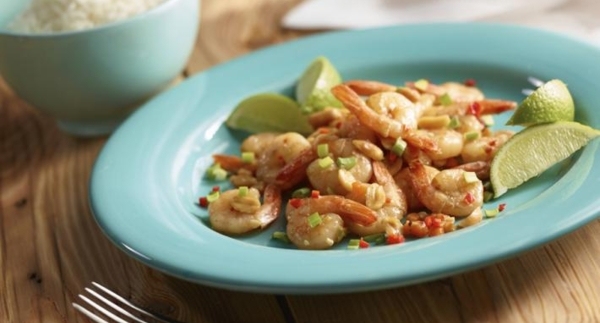Creveti cu morcovi si ghimbir si garnitura de orez