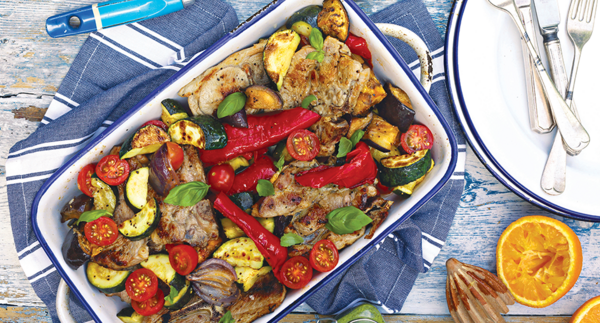 Lamb Gigot Chops with Basil and Rough and Ready Ratatouille